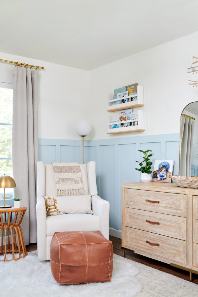 Light Blue Board and Batten Nursery Design Reveal - Little Crown Interiors
