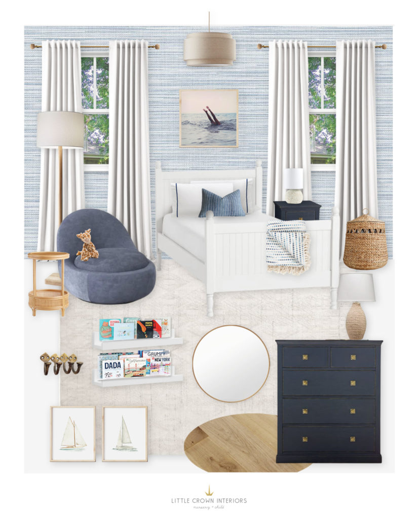 Neutral Coastal Boy's Room E-Design Reveal - Little Crown Interiors